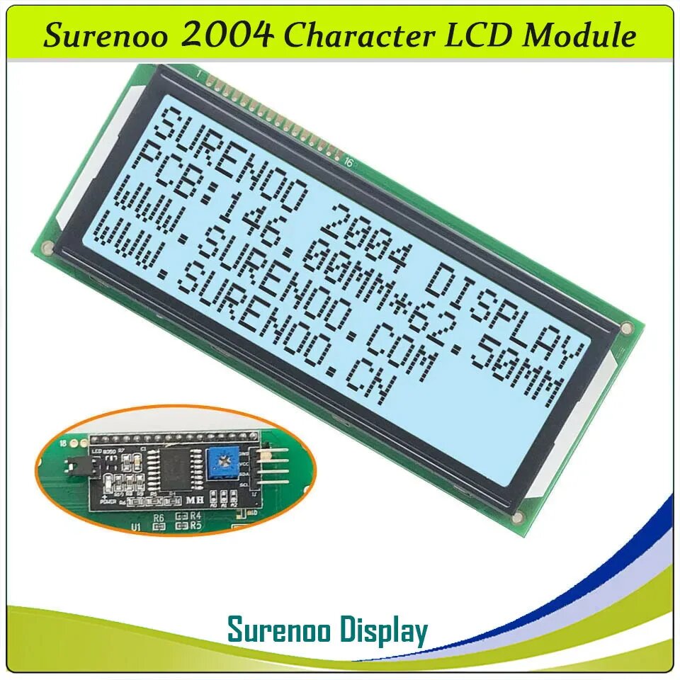 ЖК-дисплей SURENOO 2004, 20x4, IIC-2004B-FPW