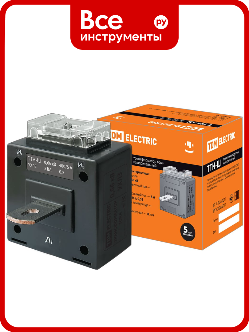 Трансформатор тока TDM ELECTRIC ТТН-Ш 400/5- 5VA/0,5-Р SQ1101-1019