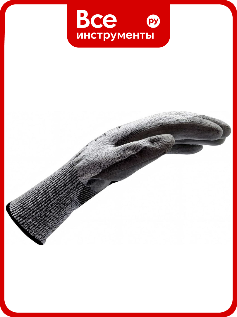 Перчатки защитные противопорезные MTE HDPE/PU серые, бесшовные, с полиуретановым покрытием для защиты от порезов