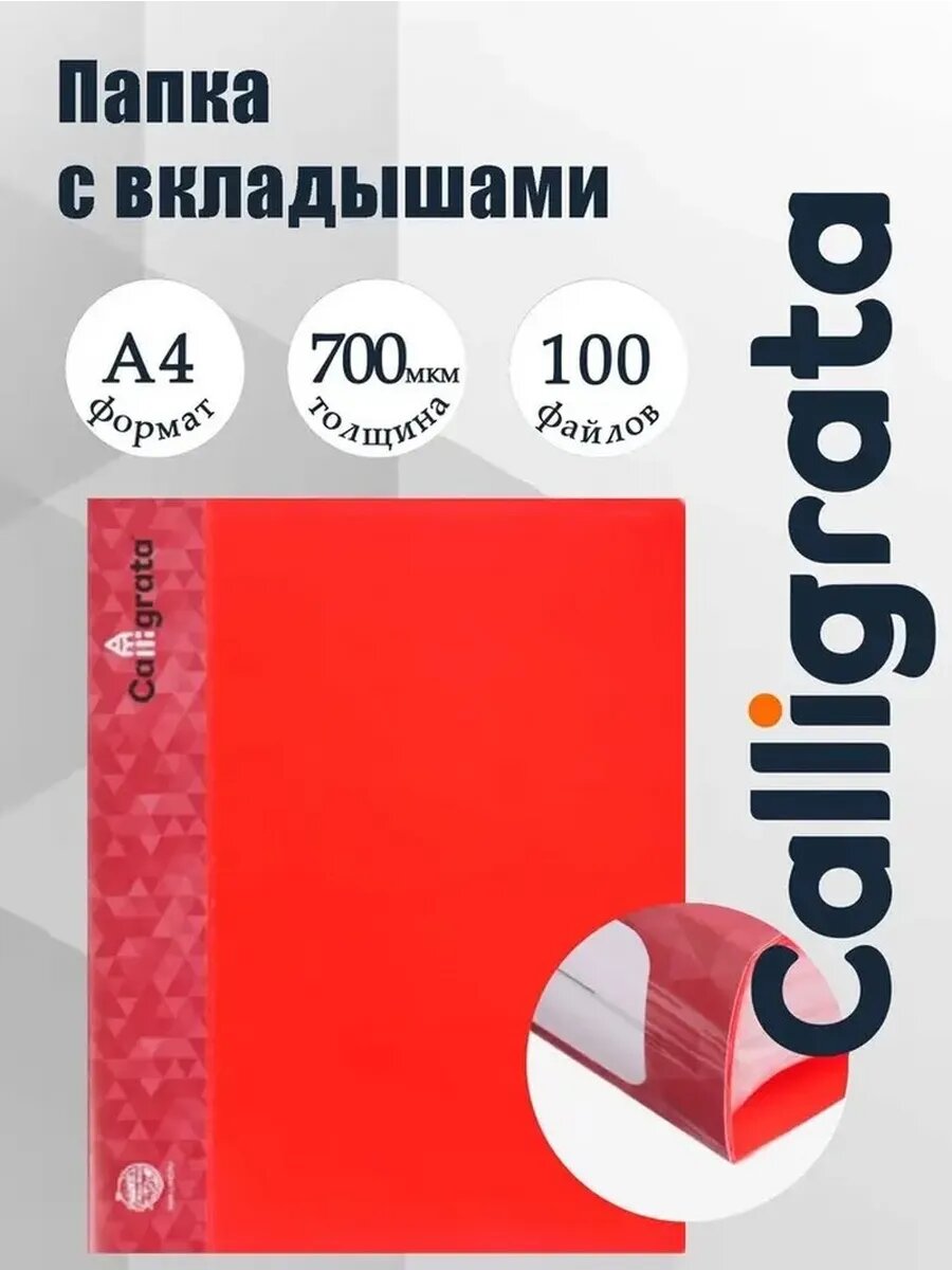 Красная папка с 100 вкладышами, 700 мкм