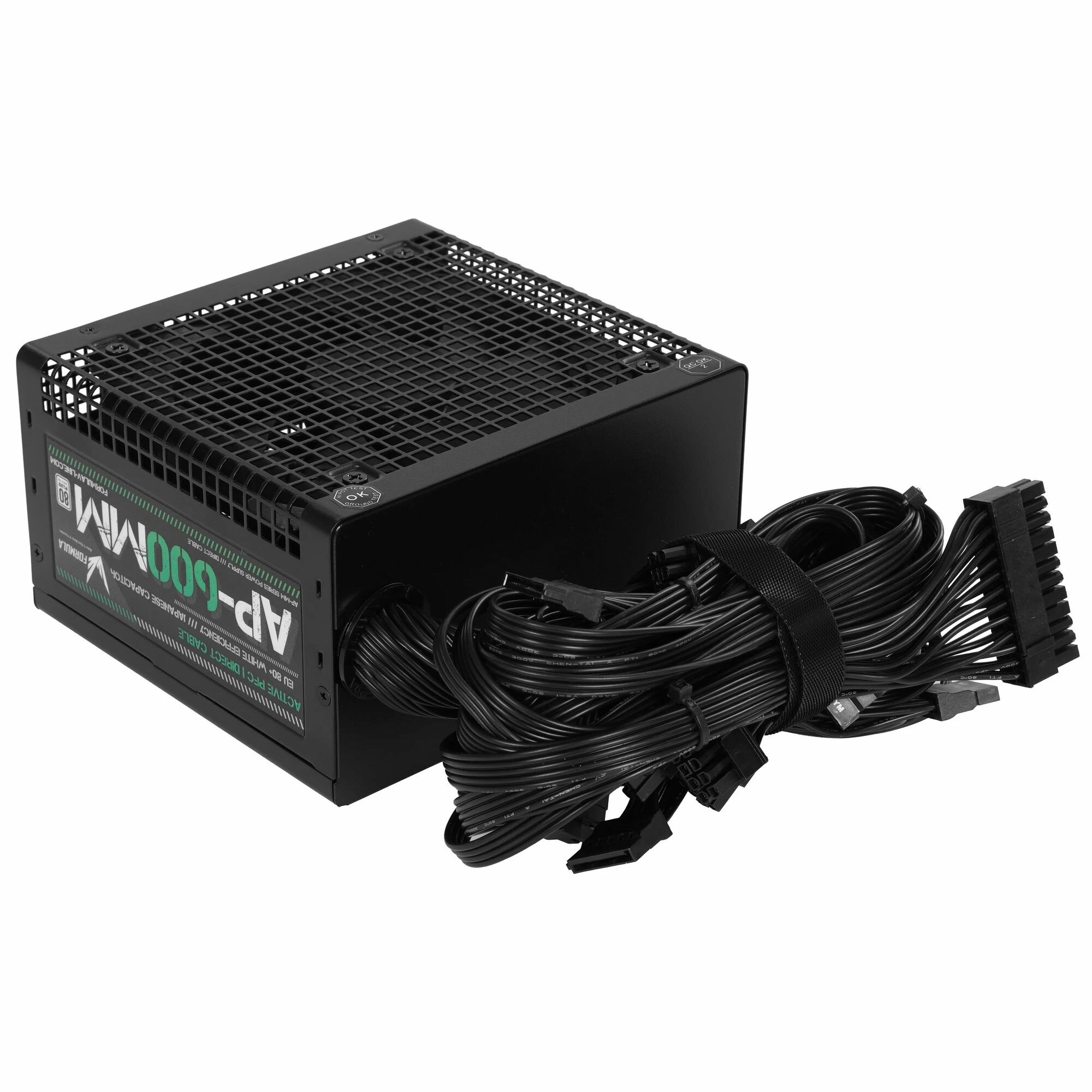 Блок питания Formula AP-600ММ 80 Plus Standart (AP-600ММ) черный - ATX 20+4 пин, 4 pin + 4 pin x2 CPU, 6 SATA, 4 x 6+2 pin PCI-E