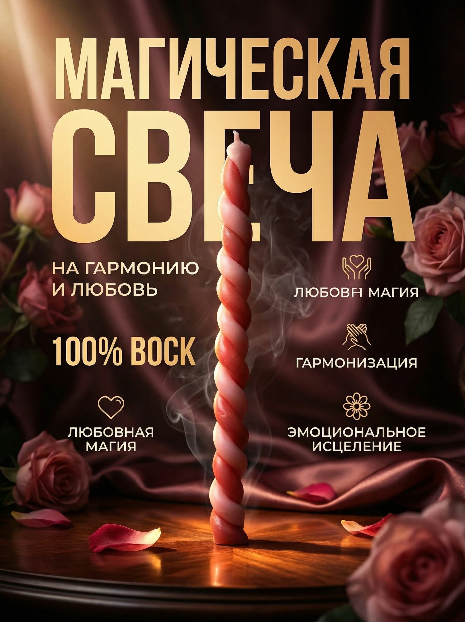 Свеча плетёная заговоренная " Притяжение и страсть" Чтобы он (она) тянулся к тебе.