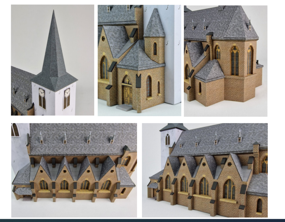 Сборная картонная модель здания в масштабе 1/100.