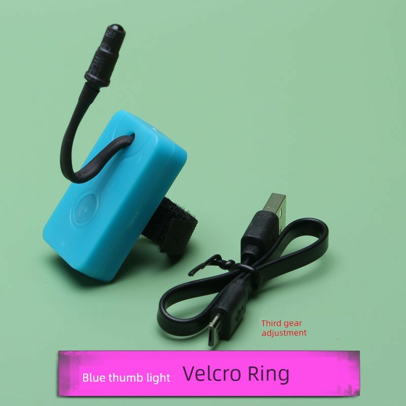 Yangbo USB пальчиковая лампа с запястным ремешком - синий, регулировка на три уровня, перезаряжаемый инструмент для