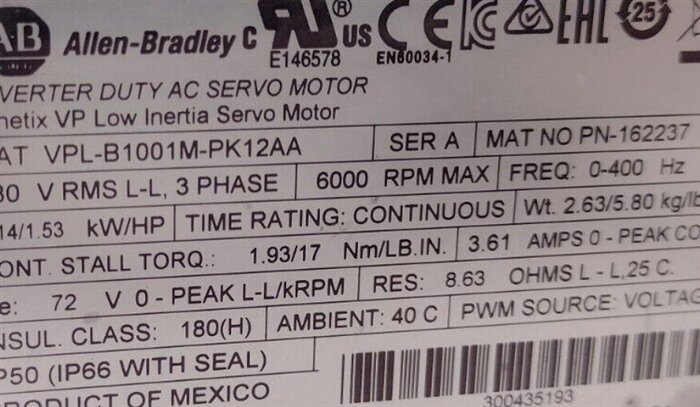 Модуль Allen Bradley VPL-B1001M-PK12AA