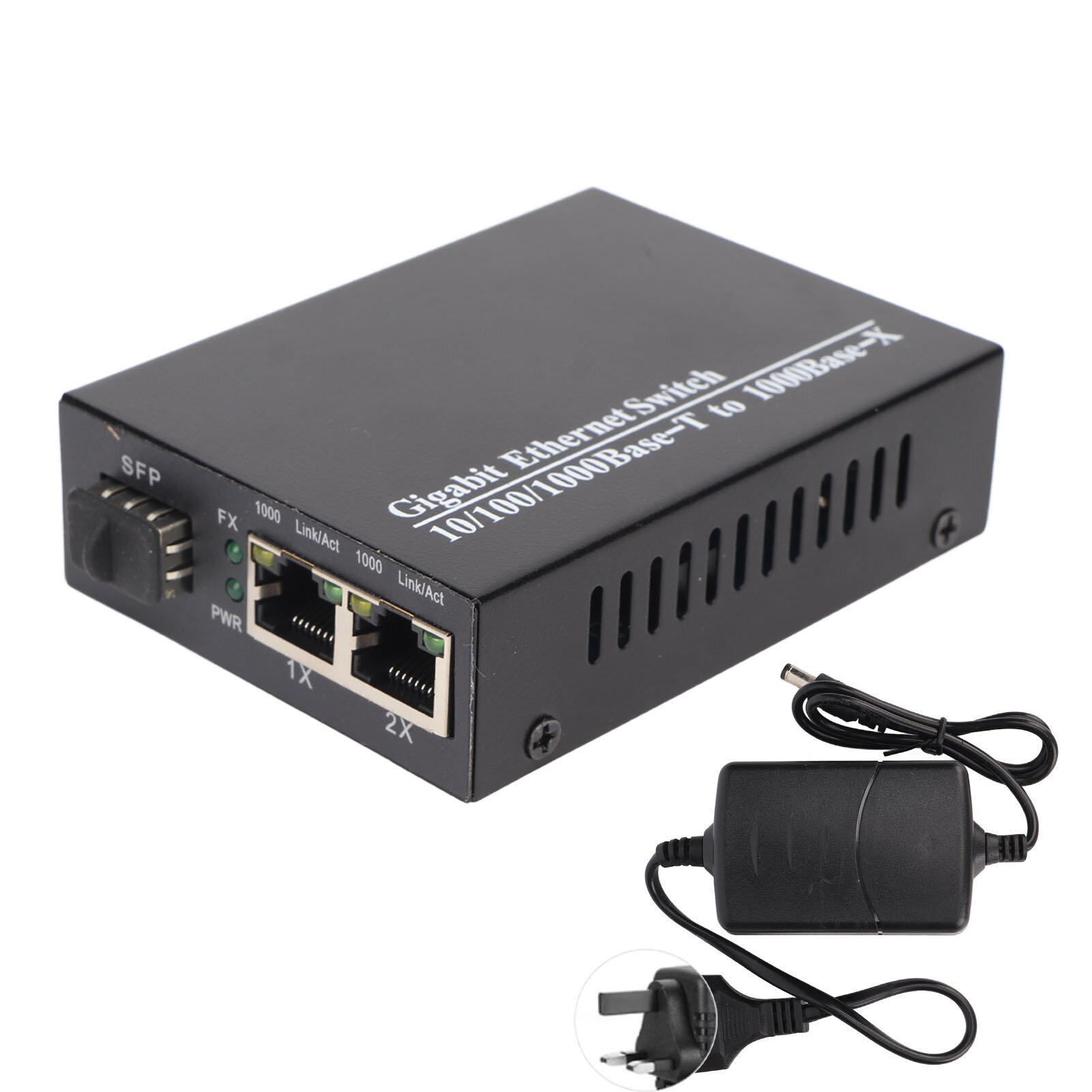 Оптический медиаконвертер gigabit sfp в rj45 с мультифункциональной совместимостью блок питания 100 240v вилка uk