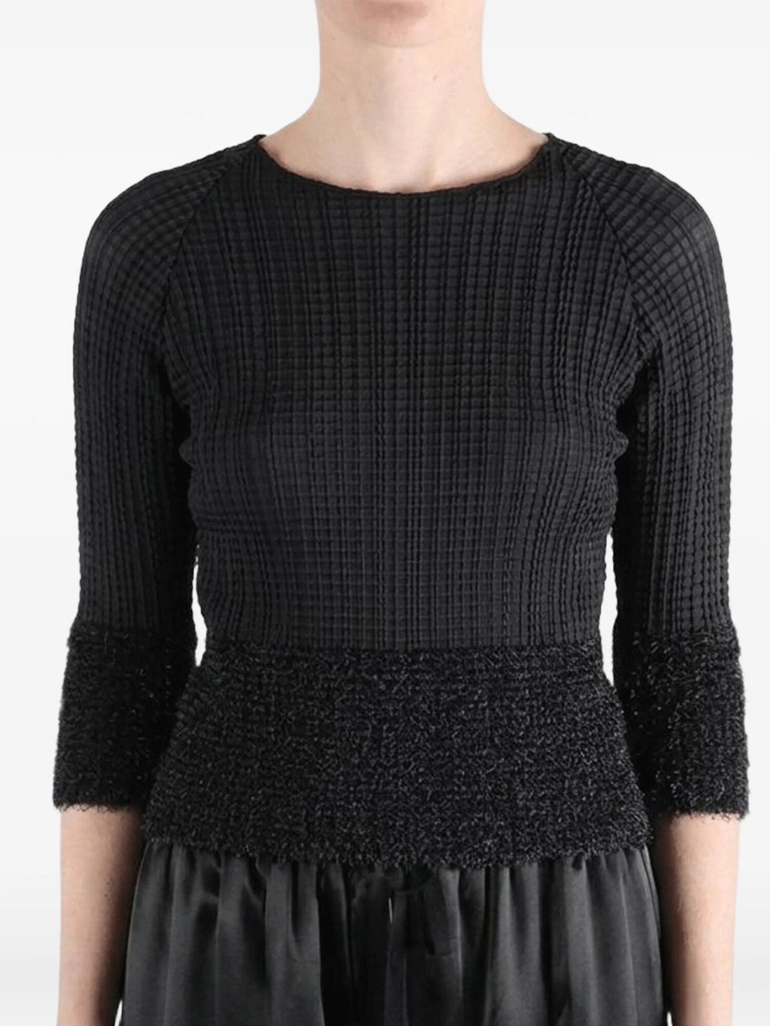 Топ ISSEY MIYAKE Pleated bouclé-trim top, размер 44 — фото 1