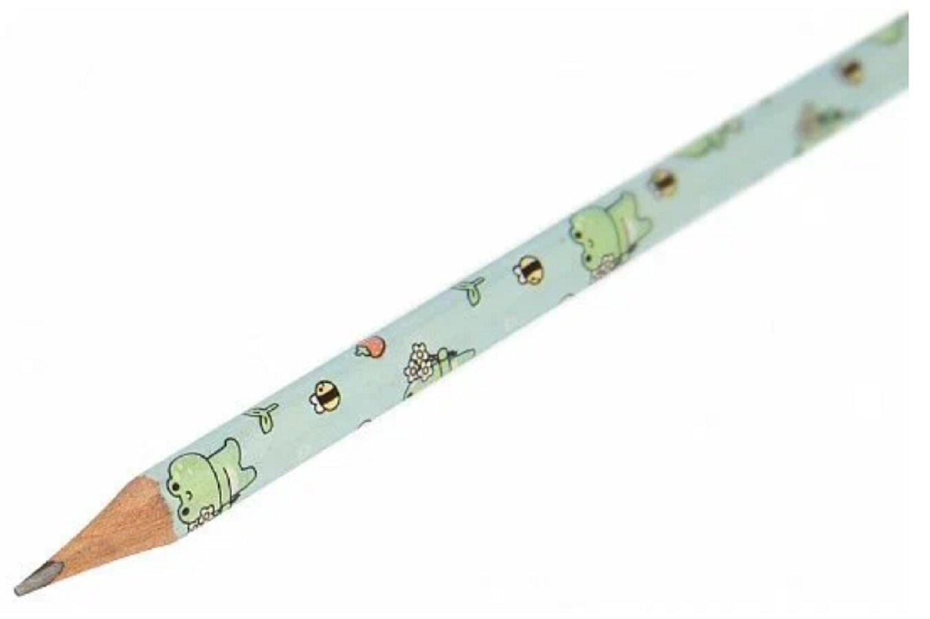 Карандаш чернографитный деревянный LOREX KIDS V-TYPE HAPPY FROG НВ с ластиком, заточенный, трехгранный, 1 шт