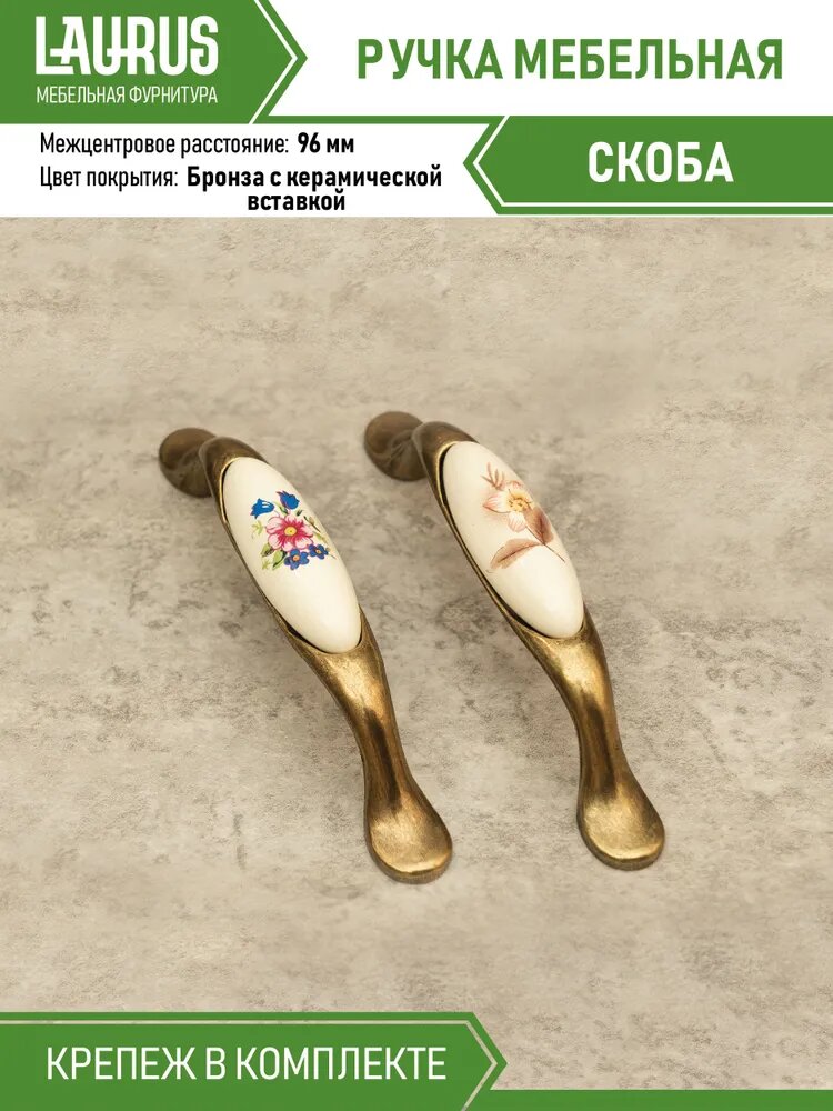 Ручка мебельная LAURUS, комплект из 4 шт, цвет бронза, современный дизайн, легкий монтаж — фото 1
