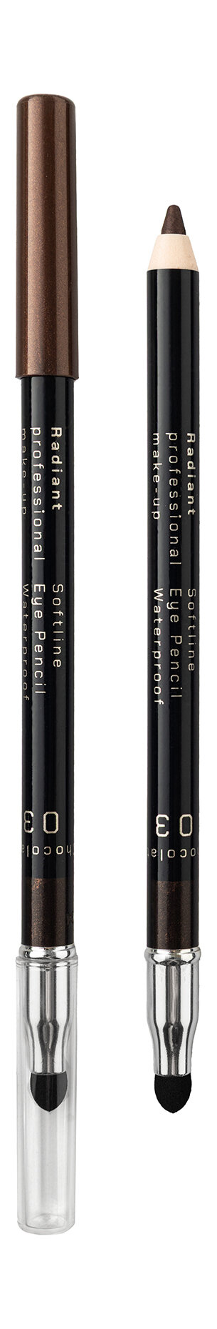 RADIANT PROFESSIONAL MAKE-UP Карандаш для глаз Softline Eye Pencil Waterproof водостойкий, 1,2 г, 03 Шоколад