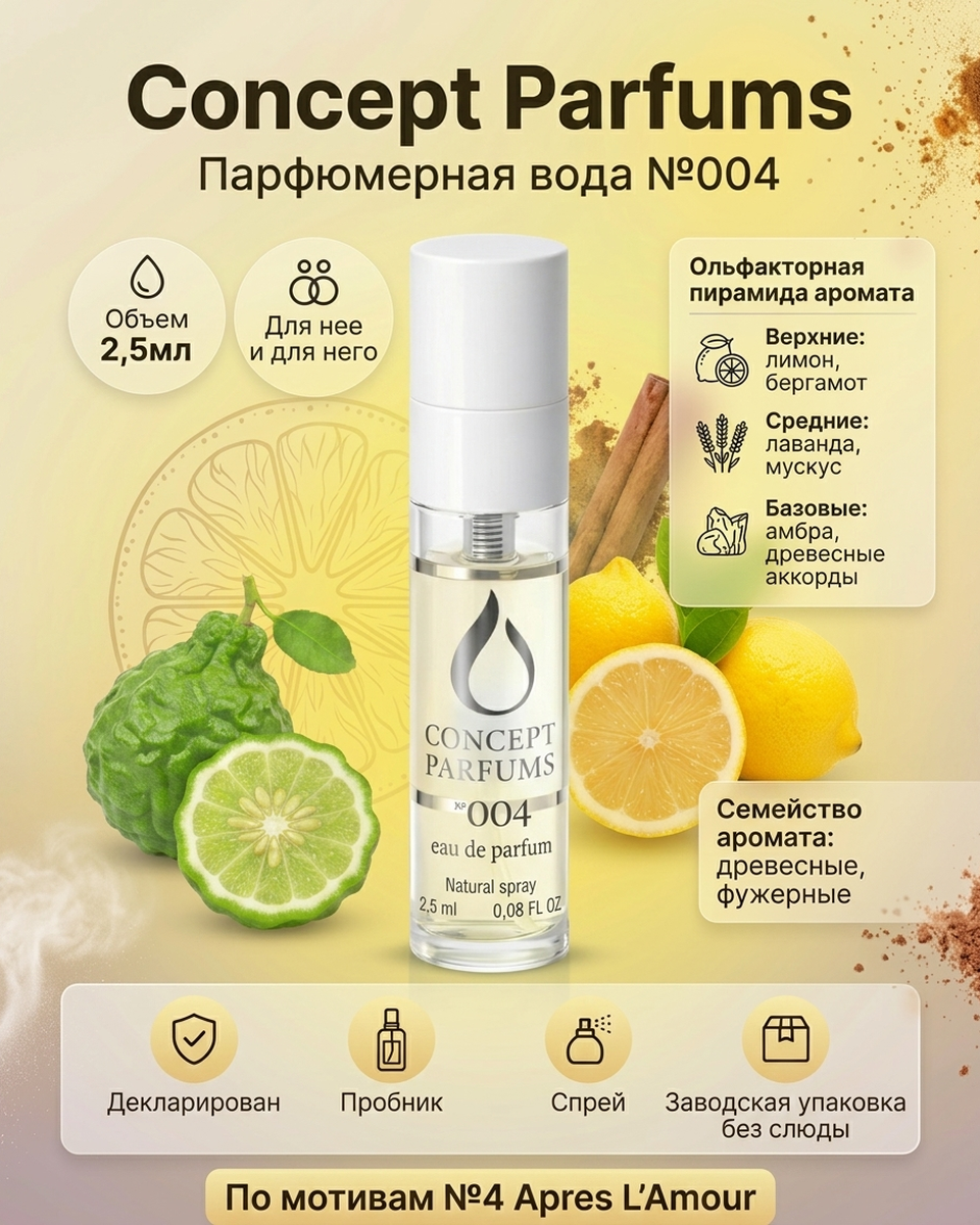 Concept Parfums 004 Парфюмерная вода Унисекс пробник 2,5мл древесные фужерные