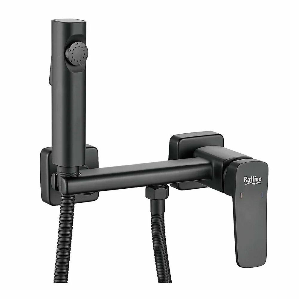 Гигиенический душ Raffine F0599H-1 со смесителем, черный, матовый, латунь, рычажный, смеситель для биде, с настенным держателем
