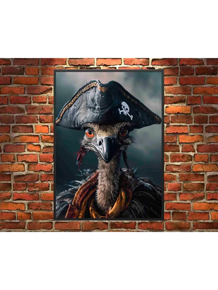 Птица Эму-Пират 1, Плакат 30x42см