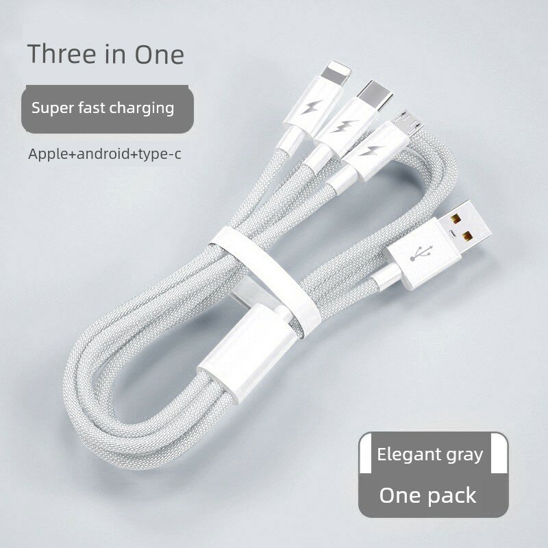 USB-C кабель для быстрой зарядки 120Вт элегантно-серый 2 м одиночный комплект для Apple Xiaomi Samsung Huawei