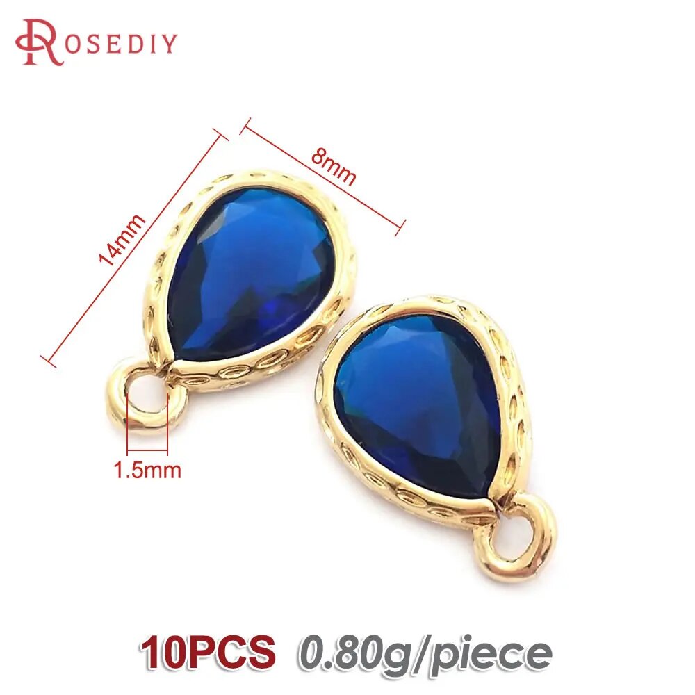 10 шт. подвесок-шармов в форме капли, цвет золота 18K, аксессуары для ожерелий и серег, DIY, магазин Rosediy