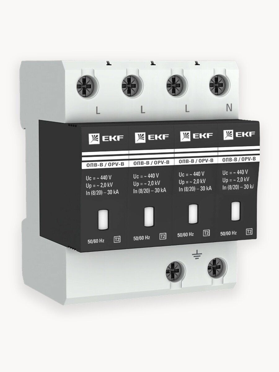 Ограничитель импульсных напряжений ОПВ-B-4P In 30кА 440В с сигн. EKF PROxima