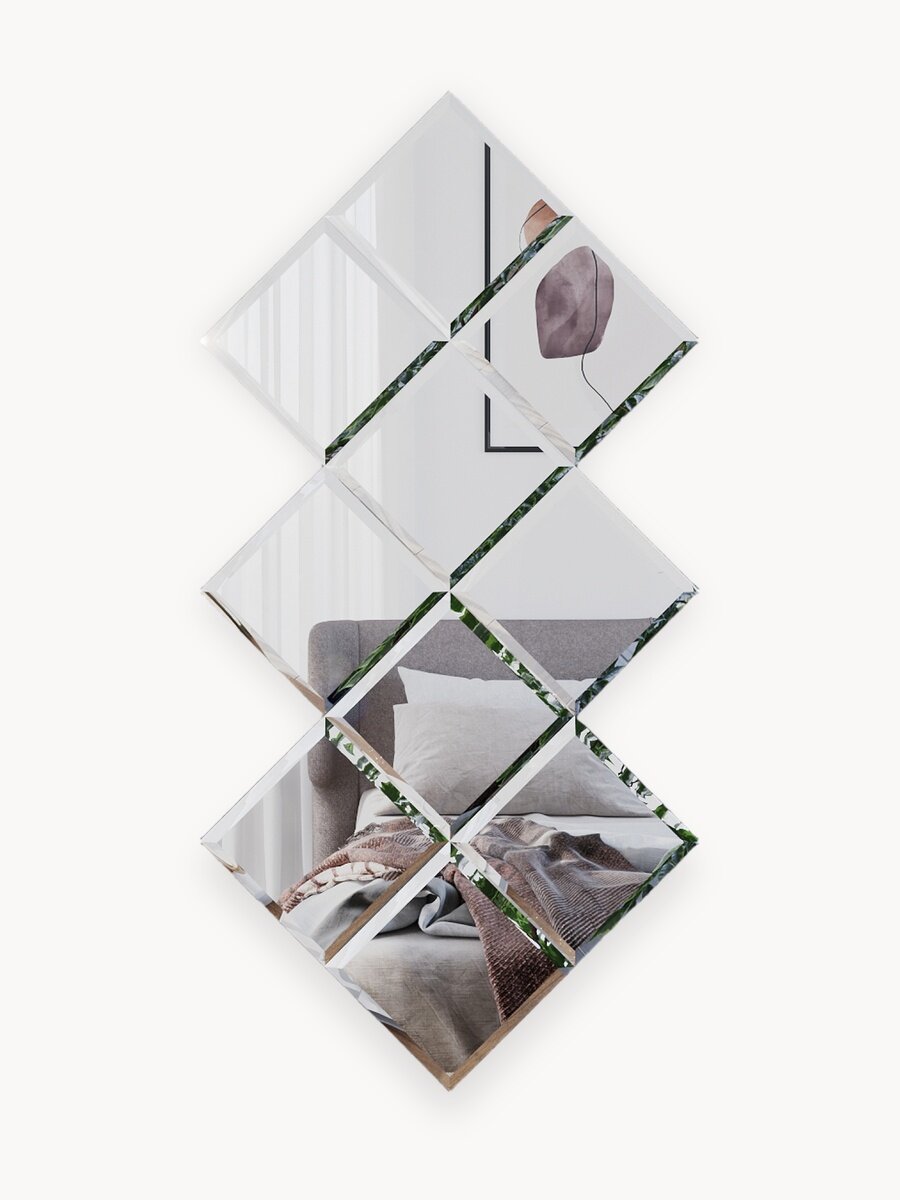 Зеркальное панно AGC "Бридж", влагостойкое, с фацетом, 20 x 20см