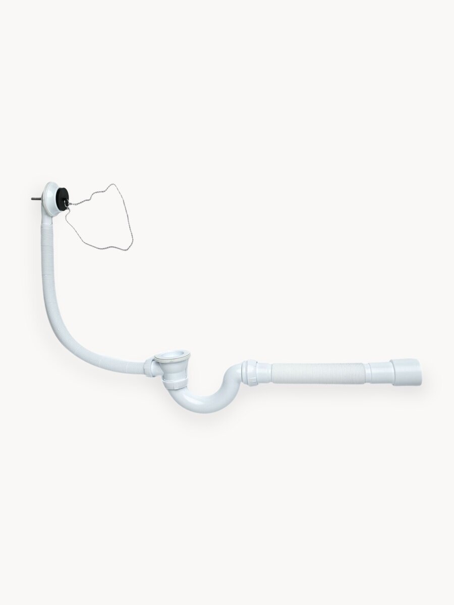 Слив-перелив "S-образный" с гофротрубой на 40x40/50, выпуск пластик, для ванны