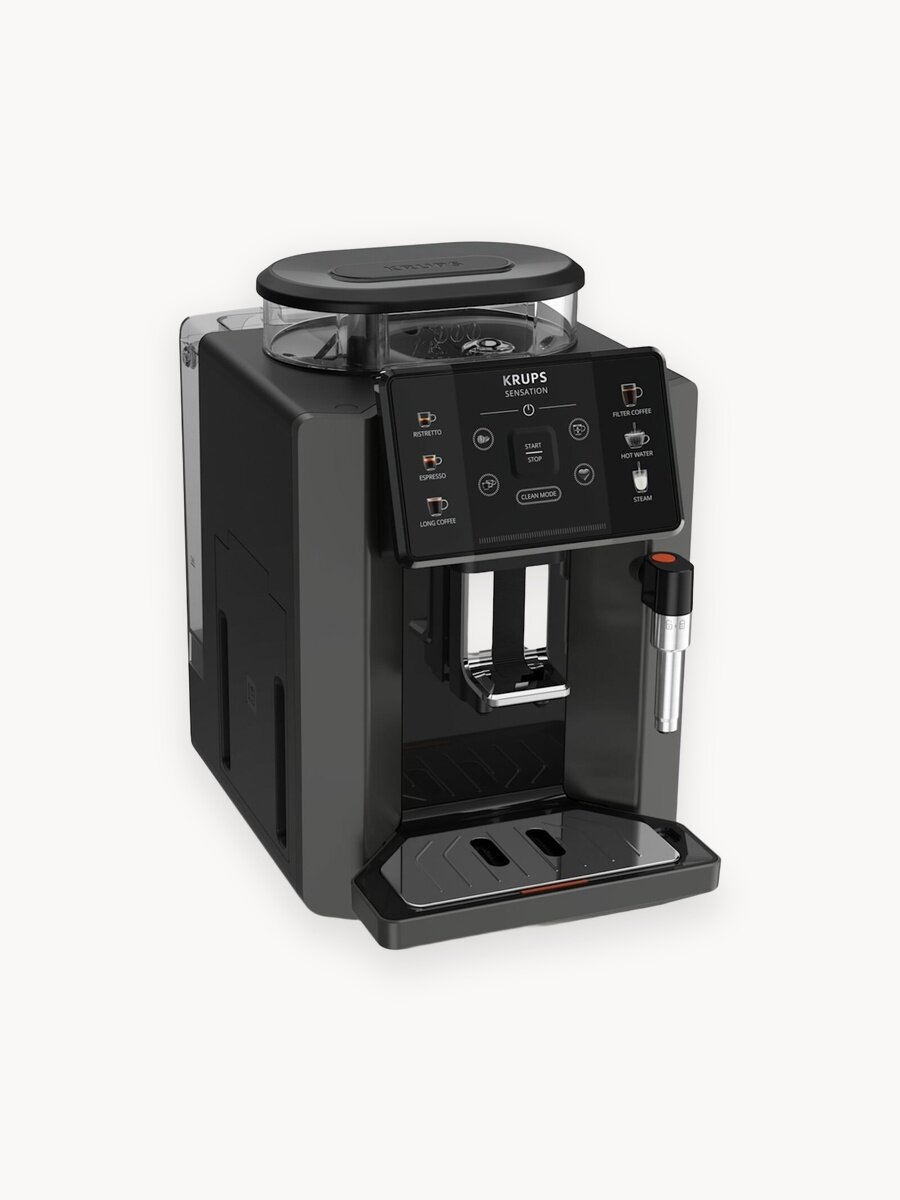 Кофемашина автоматическая Krups Sensation C50 EA910810, с 5 рецептами, паровой трубкой для пены и световой индикацией, черная, Франция