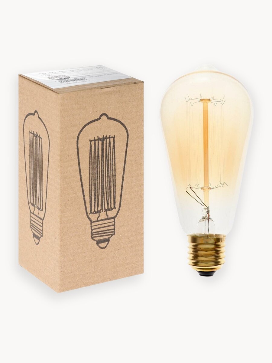 Лампа накаливания винтажная «Ретро», ST64, 60 Вт, Е27, 230 В, 145×64 мм, теплый белый