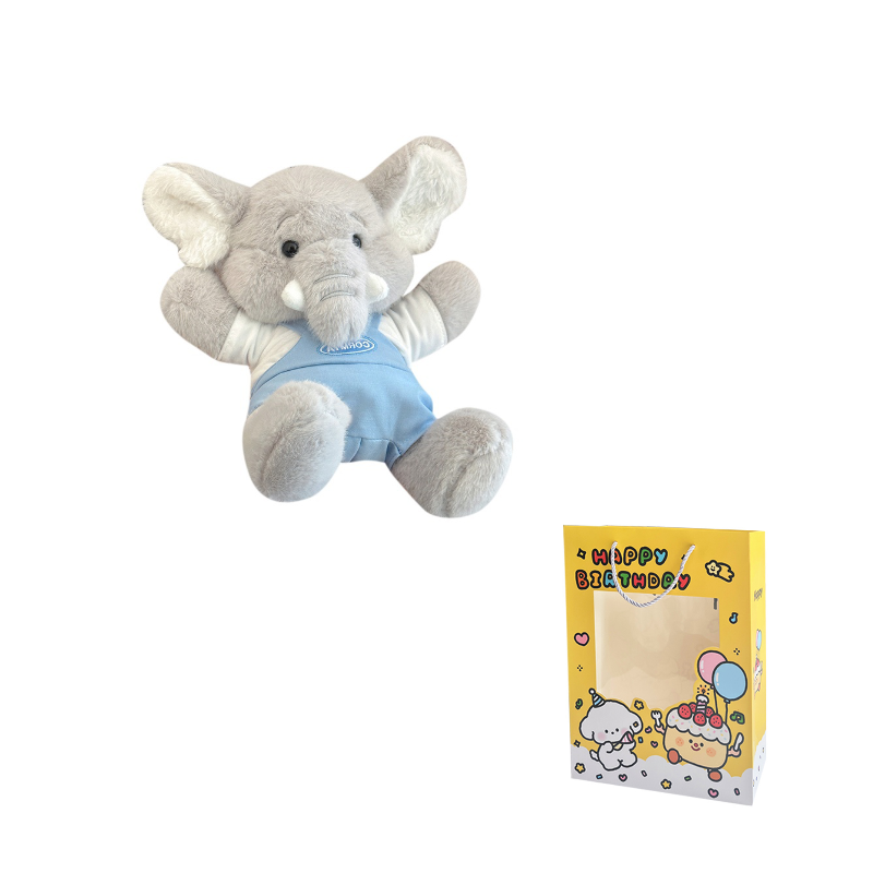 Комбинезон унисекс MENGMENGBUNNY куклы-слоники Плюшевая кукла, Blue Overalls Elephant, 32CM EU