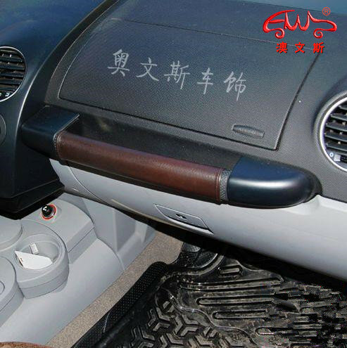 Кожаный чехол на ручку переднего пассажира для VW Beetle 2003-2012, желтый с желтыми швами, ручная работа