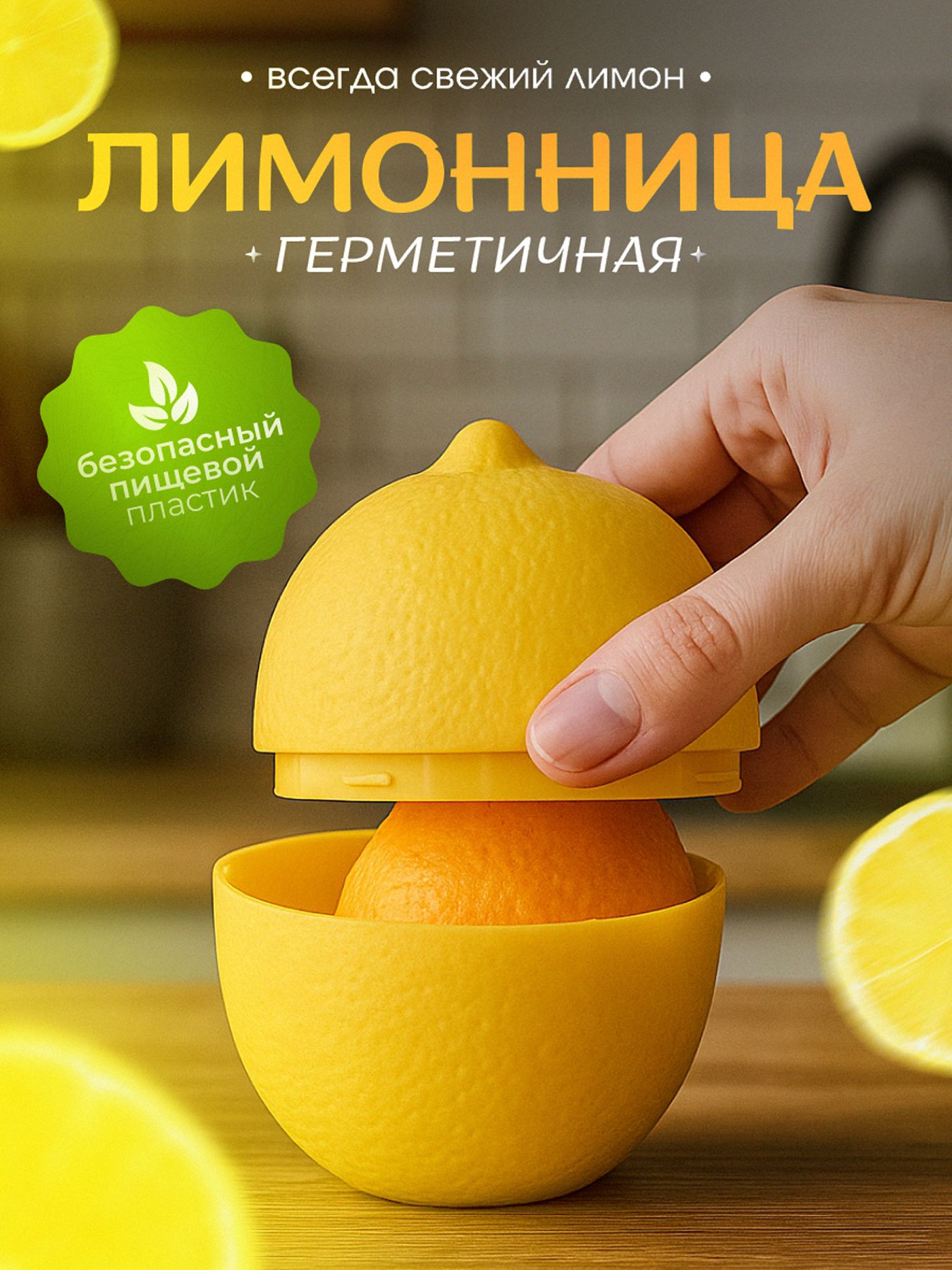 Емкость (контейнер) для хранения лимона, лимонница, пищевой контейнер для овощей/фруктов/цитрусовых