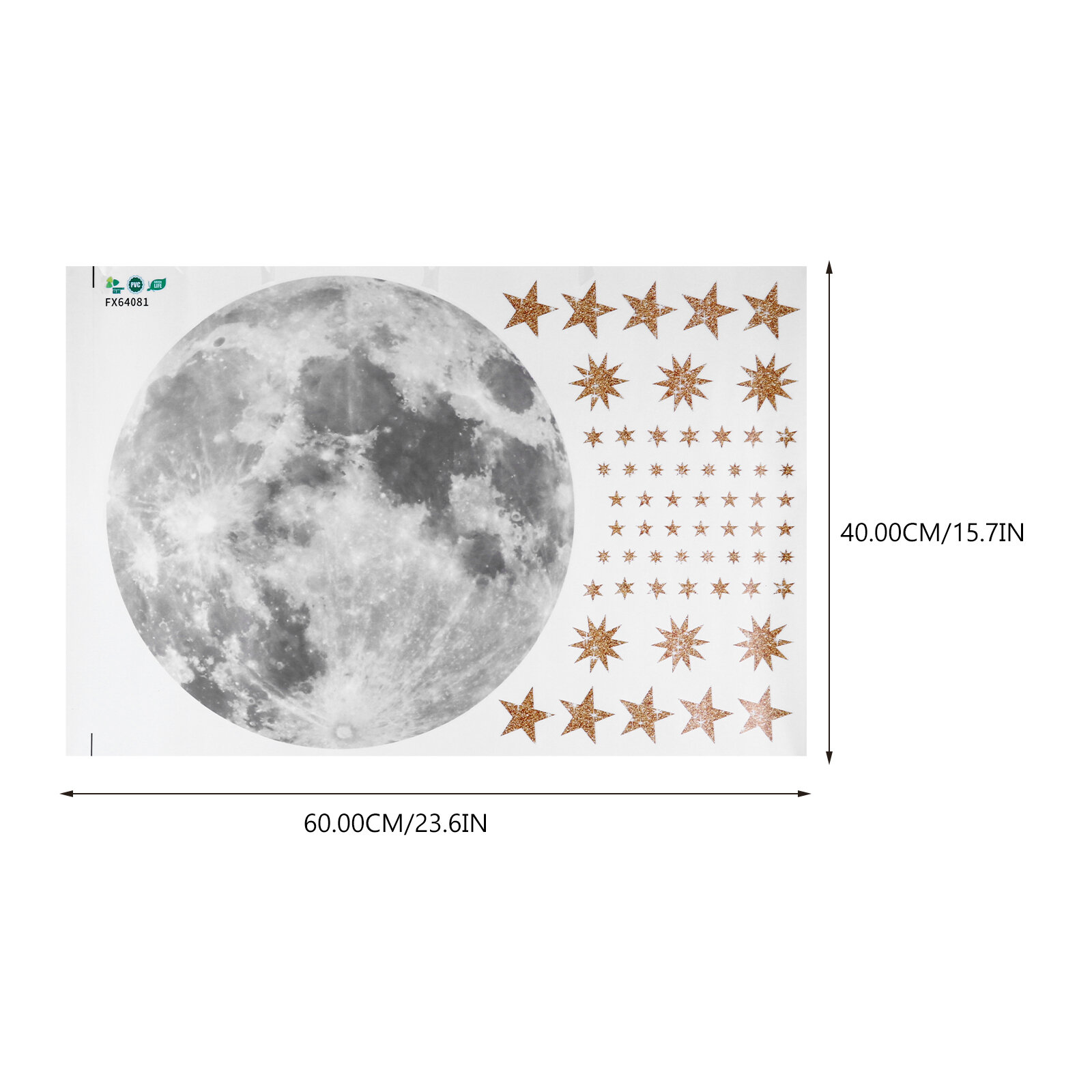 Sticker Наклейка Для Стены Из PVC С Дизайном Луны И Звёзд 60x40cm