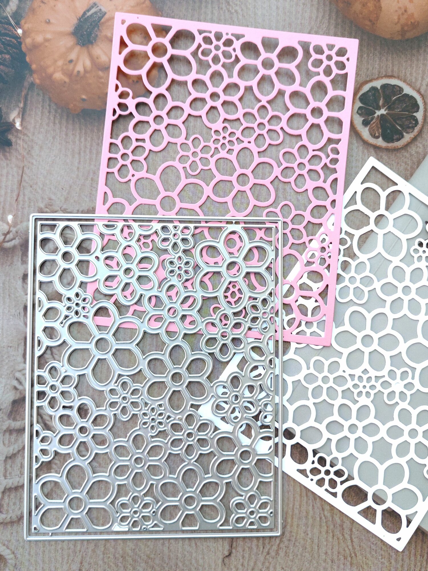 Нож для вырубки и тиснения "Цветочный фон", 14*10,9 см, для машинки для вырубки, скрапбукинга и рукоделия