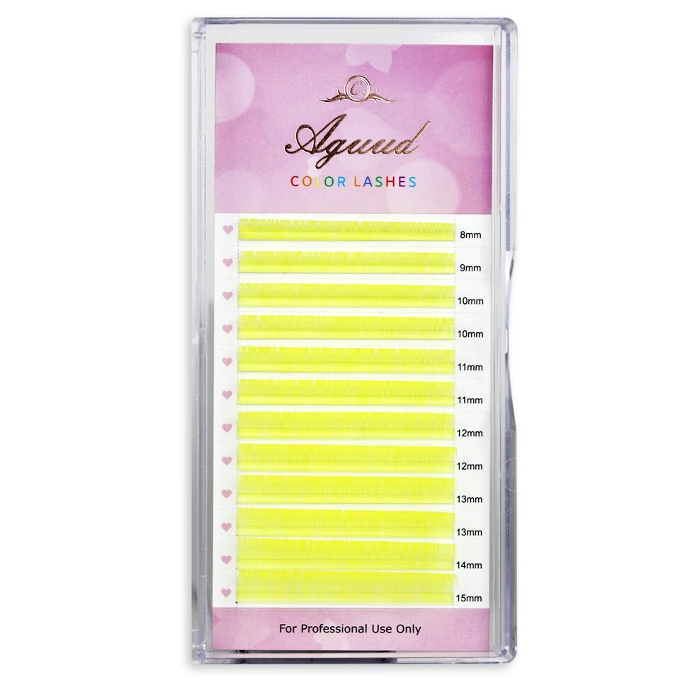 AGUUD Классические цветные накладные ресницы dd, 0,07 мм, Желтый, Yellow