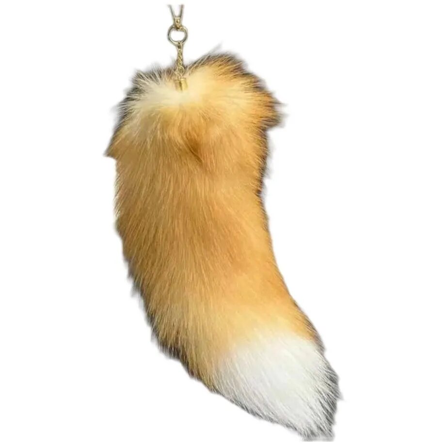 Хвост для квадробики на карабине рыжий серый пушистый / кошка / для квд