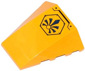 Wedge 4 x 4 Triple Curved No Studs with Black Chima Logo in Hexagon, Black Line and 2 Rivets Pattern (Sticker) - Set 70002, 47753pb051 Bright Light Orange U