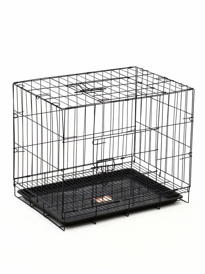Клетка для собак, 61×42×50 см, металл, чёрная