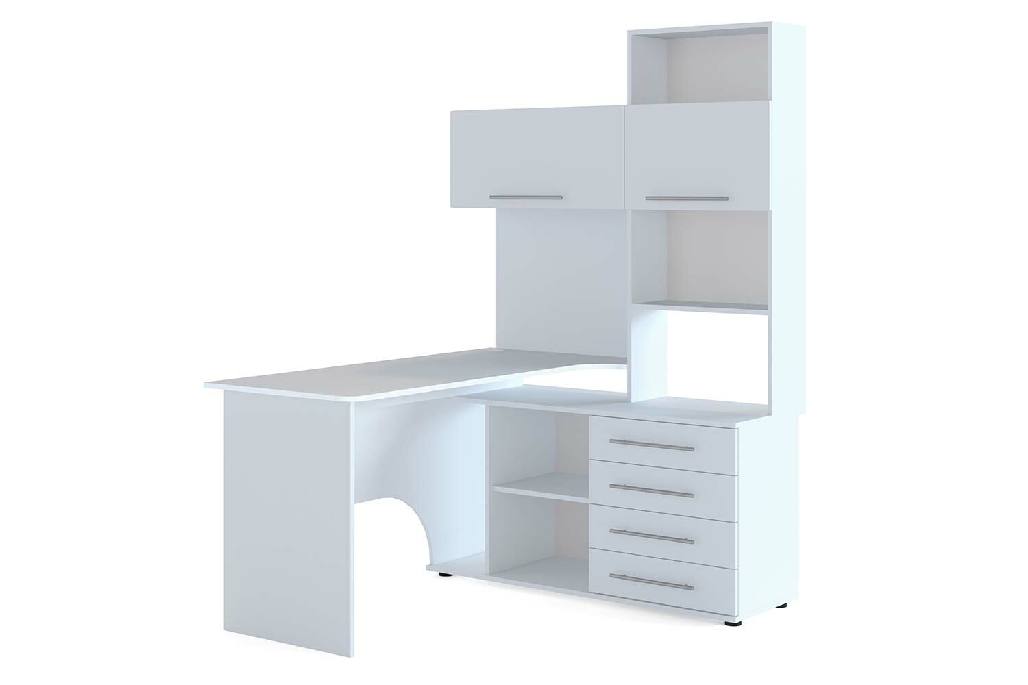 Компьютерный стол угловой правый КСТ-14.1П, 123,5х182,8х135 см, белый