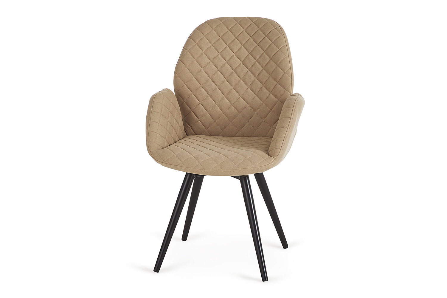 Кресло поворотное с подлокотниками Leon AV 314, бежевый (Nicki 26)/чёрный глянец