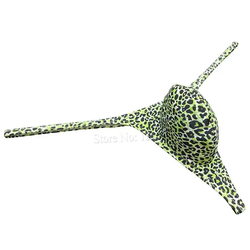Мужские леопардовые стринги из нейлона и спандекса L, Green Leopard