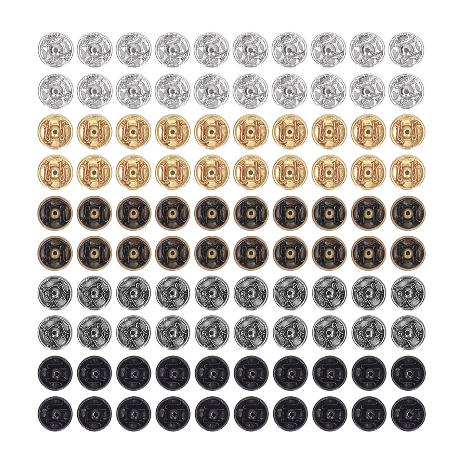 100 шт. миниатюрных кнопок-застежек 5 мм, 5 цветов, устойчивые к ржавчине, легкие, миниатюрные кнопки-застежки для кукольной одежды и аксессуаров.
