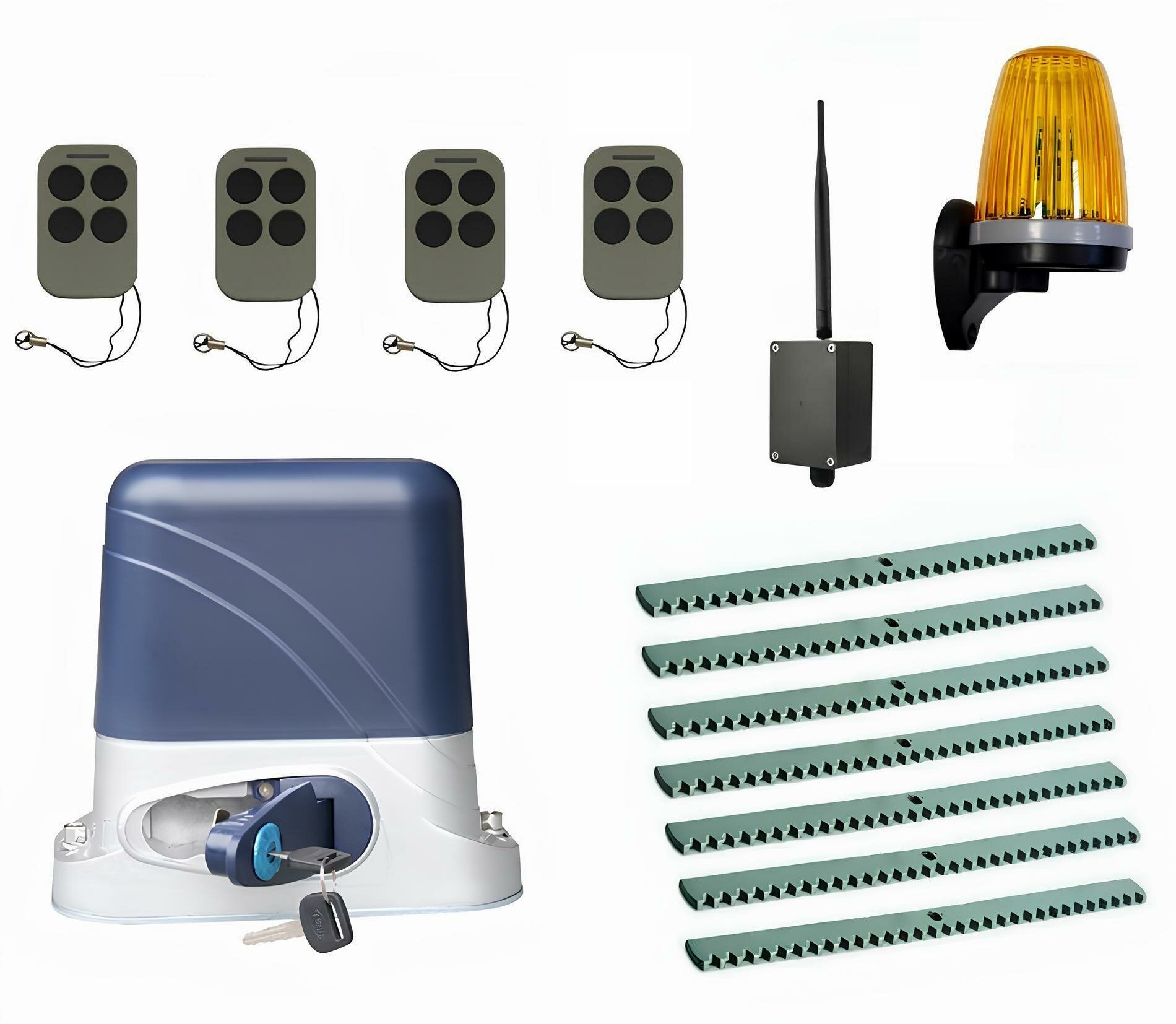 Автоматика для откатных ворот KSL-800 KIT-L3K7-BT-Т4, комплект: привод, 4 пульта, Bluetooth-модуль, лампа, 7 реек