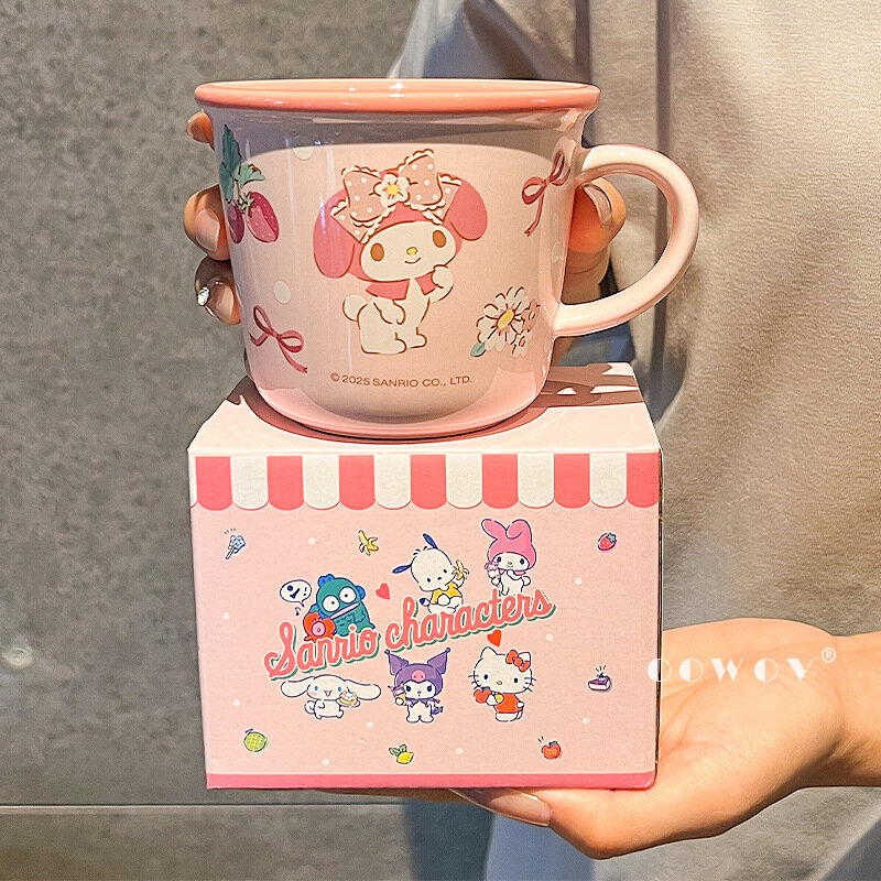 Кружка Sanrio Hello Kitty с логотипом бренда, новая высококачественная детская молочная чашка, керамическая чашка для дома, подарок на день рождения