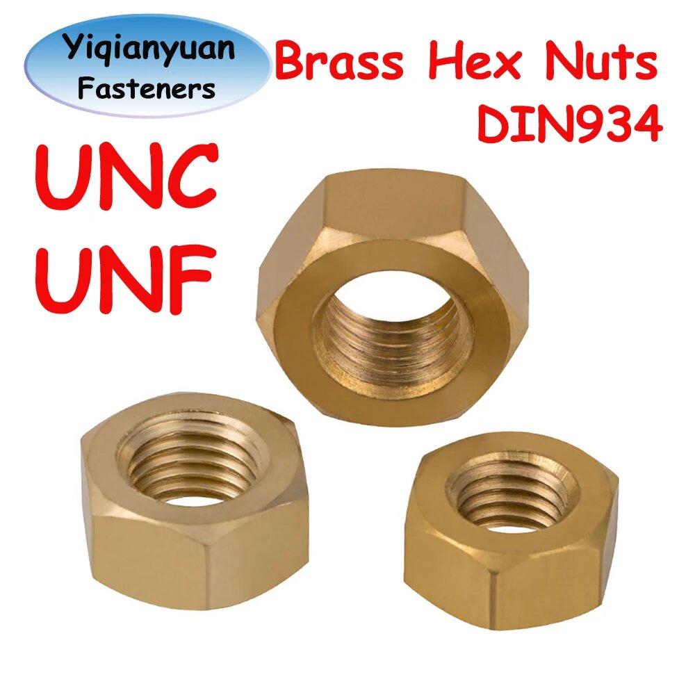 Yiqianyuan DIN934 GB6170 латунные гайки UNC/UNF 3-48 UNC(50Pcs)