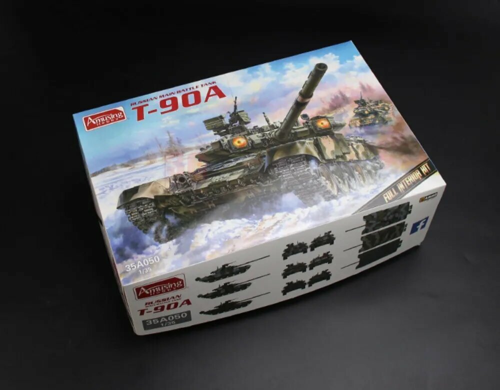 Сборная модель Amusing Hobby "Т-90А", пластик, 1/35, полный комплект интерьера, бежевая