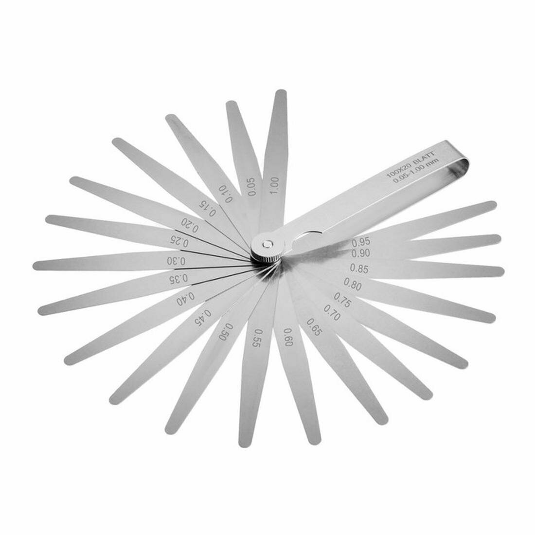 Набор щупов для измерения зазоров тундра, 0.05 - 1 мм, шаг 0.05 мм, 20 шт.