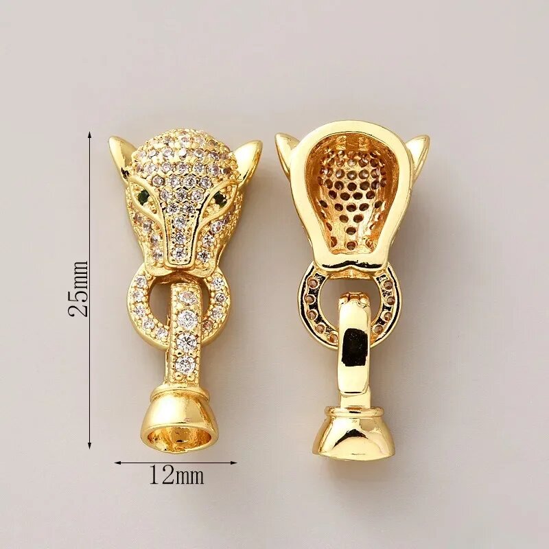 Ювелирные аксессуары «сделай сам», соединительная пряжка, 18-каратное позолоченное серебро, медь, цирконий, голова леопарда, застежка, ожерелье, изготовление браслетов