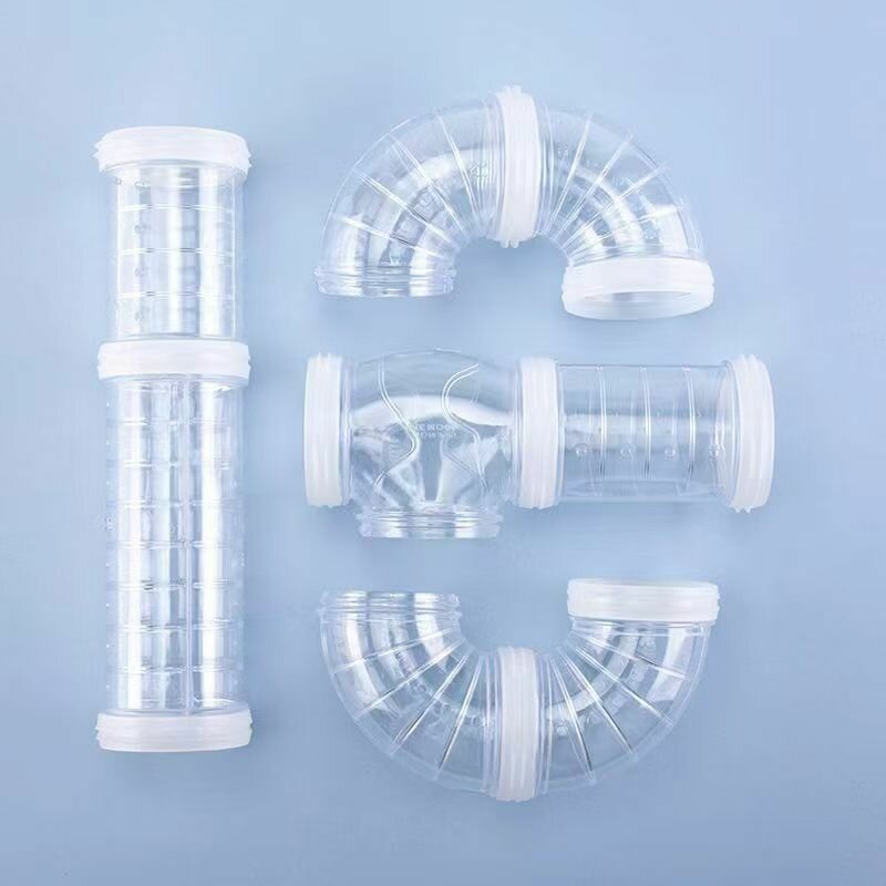 Тоннель для грызунов пластиковый прозрачный 8 элементов, лабиринт для хомяка, тоннель для грызунов