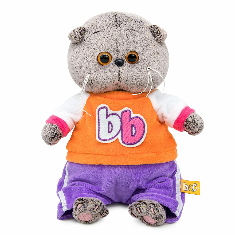 Мягкая игрушка BUDIBASA Басик BABY в костюмчике в стиле спорт-шик, 20 см