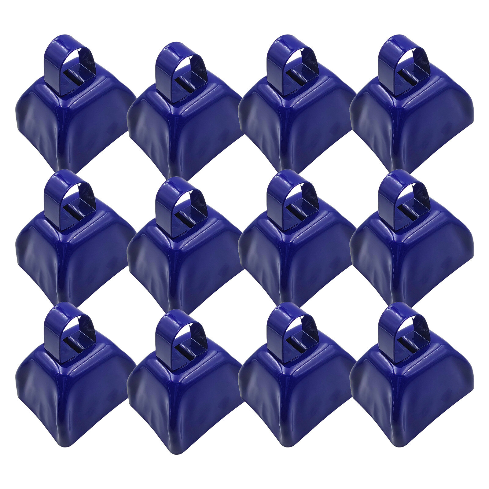 Набор из 12 металлических коровьих колокольчиков диаметром 3 дюйма для создания шума на спортивных мероприятиях, для поднятия настроения на футбольных матчах, для свадеб, мини-колокольчики, аксессуары для Рождества своими руками.