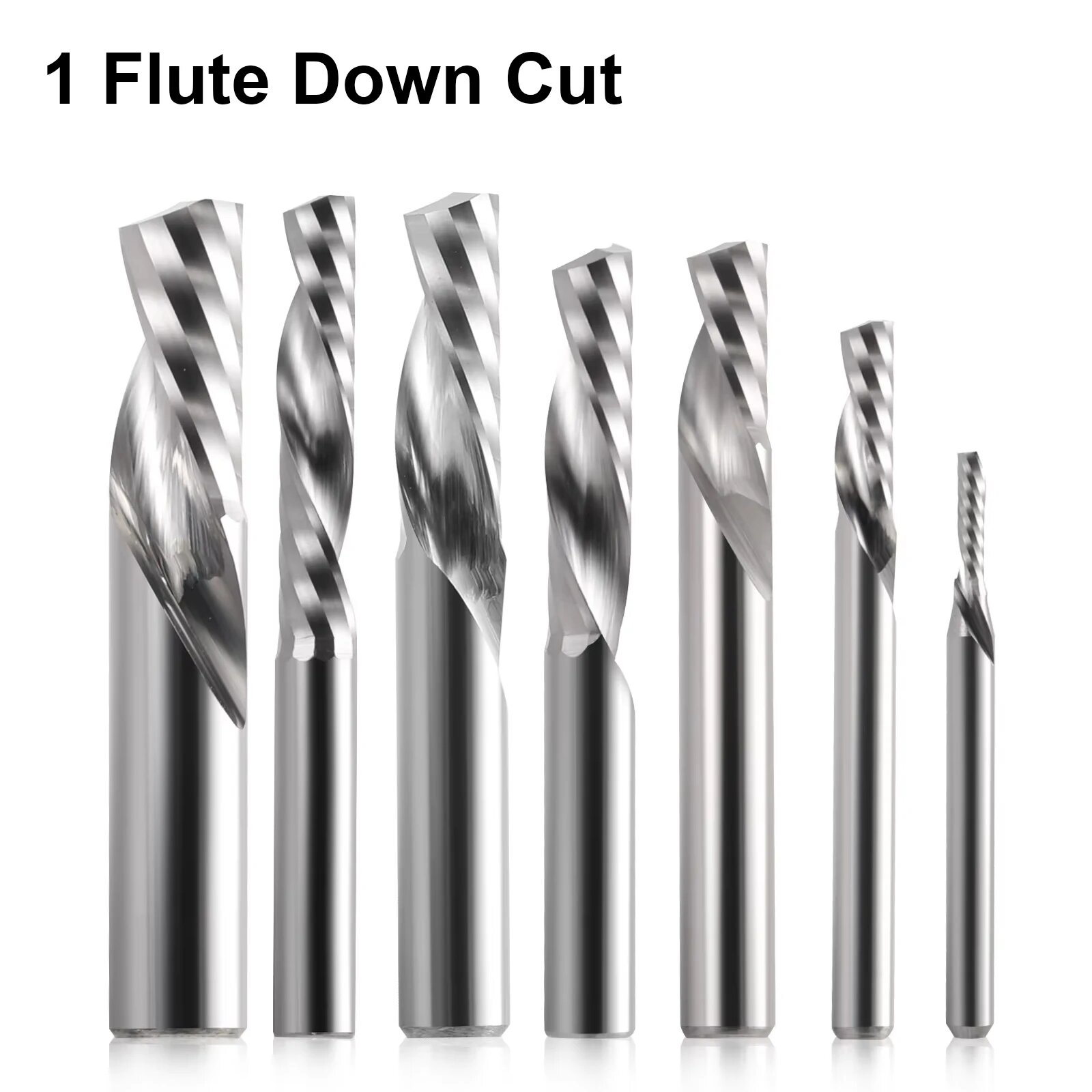 50 штук фрезеровочных инструментов CNC с державкой диаметром 3,175 мм и 4 мм, класса AAA, с левосторонней спиралью, нисходящим резанием, одним рваном, для дерева, МДФ и пластика (энд-фрезы) 3.175x15x38L