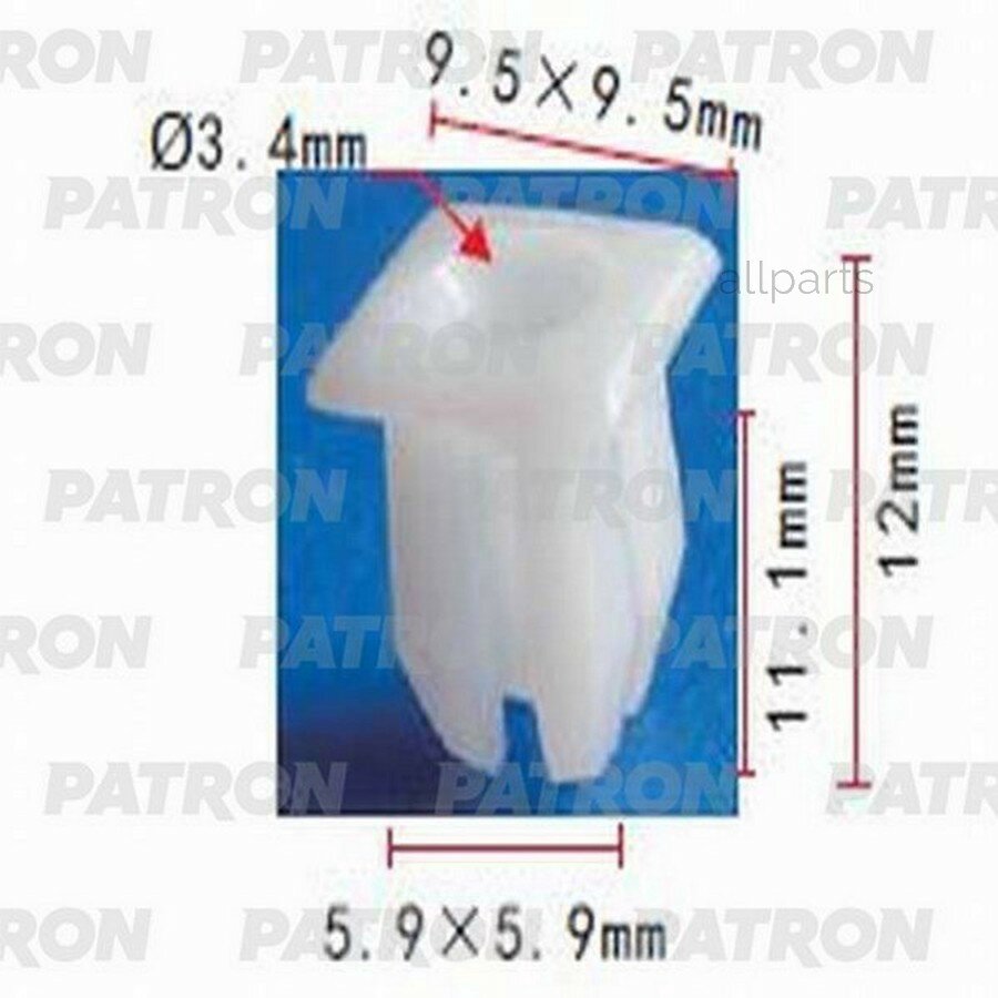 PATRON P37-0685 Фиксатор пластиковый Chrysler, Ford применяемость: двери - уплотнитель, зеркала, фары, решётки