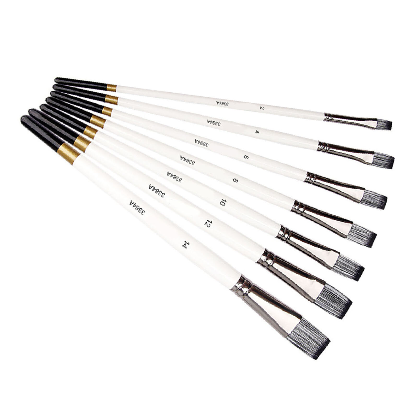 Набор кистей для рисования из 7 шт, многофункциональные нейлоновые кисти для рисования волос с эргономичной ручкой для акварельной акриловой живописи, белый стержень с плоским пиком