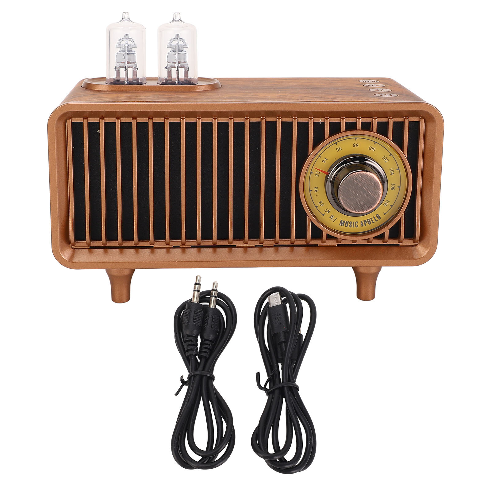 Винтажный динамик с атмосферным светом Wireless Bluetooth 5.0 Перезаряжаемая ретро -динамик FM Radio для настольного орнамента